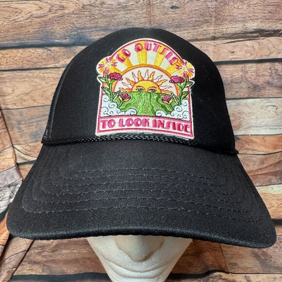OTTO | Accessories | Go Outside To Look Inside Black Trucker Hat ...